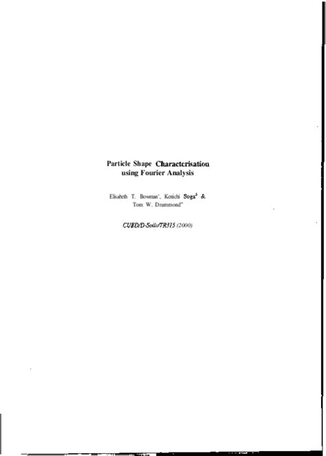 Pdf Particle Shape Characterisation Using Fourier Descriptor Analysis