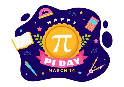 Happy Pi Day Vector Illustration With On 14v March Mathematical
