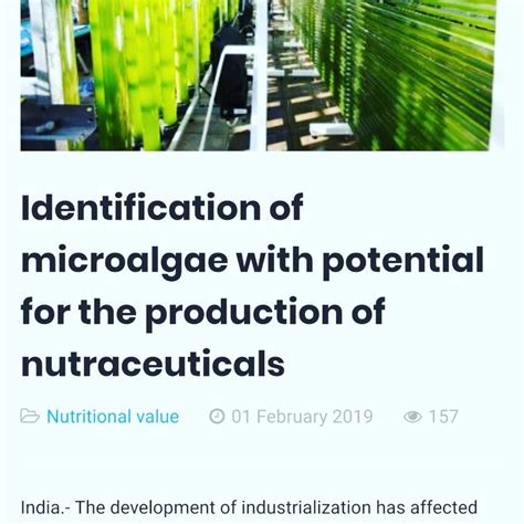PDF Identification Of Microalgae With Potential For The Production Of Nutraceuticals Https