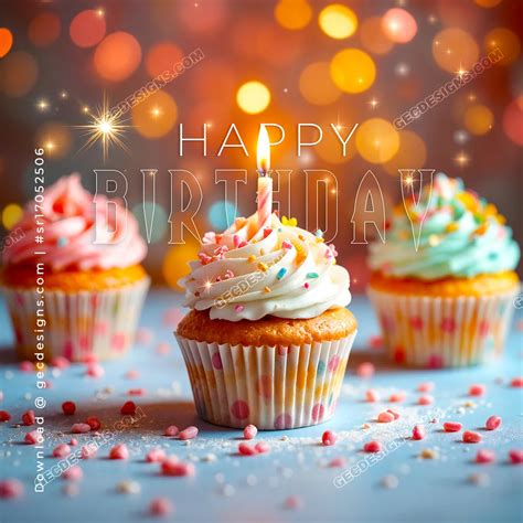 Classy Happy Birthday Image With Cupcakes Gec Designs