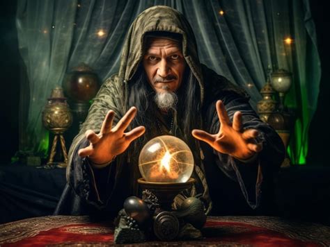 Premium Ai Image Man Telling From A Crystal Ball Dressed As A