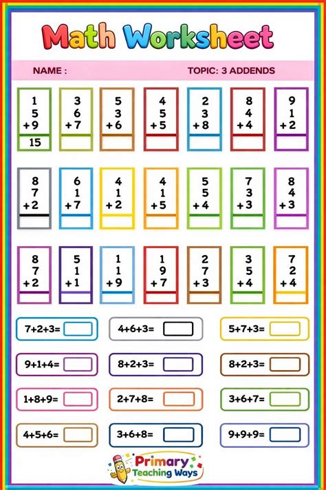 Math Worksheet Primary Teaching Ways Facebook