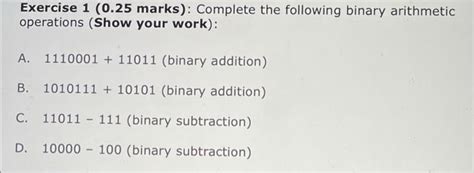 Solved Exercise Marks Complete The Following Chegg
