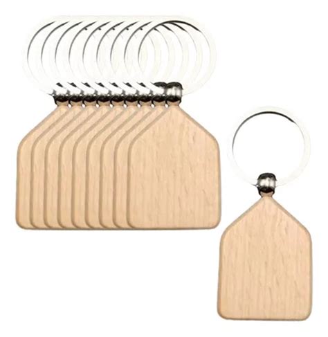 10 Llaveros De Madera En Blanco Llavero De 3 4 Cm X 4 3 Cm Cuotas