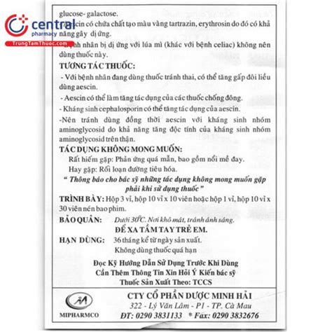 ChÍnh HÃng Thuốc Aescin 40mg điều Trị Giãn Tĩnh Mạch Chân