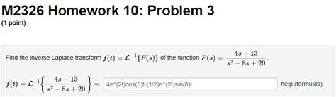 Solved M2326 Homework 10 Problem 3 1 Point Find The