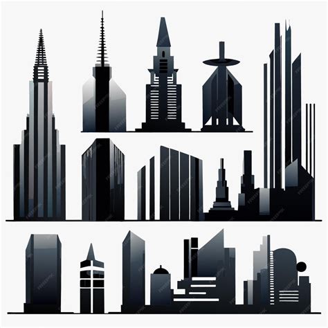 Eps Vectoriales De Siluetas De Edificios Modernos Vector Premium