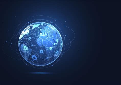 Conexão De Rede Global Ponto De Mapa Do Mundo E Conceito De Composição De Linha De Negócios