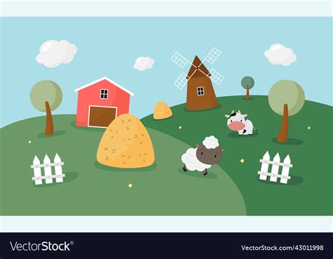 Farm Landscape Royalty Free Vector Image Vectorstock