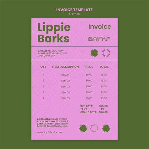 Free Psd Frames Invoice Template Design