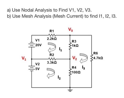 Solved A Use Nodal Analysis To Find V1 V2 V3 B Use Mesh