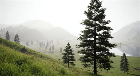 Nature Background Nature Wallpaper Tall Evergreen Trees Stand On A