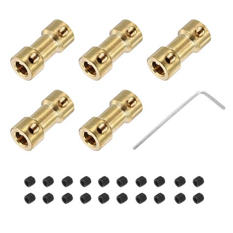 5 Pack 5mm To 5mm Brass Shaft Coupling Joint Connector With Screws And