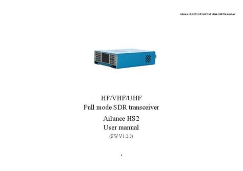 Ailunce Hs2 User Manual Full Mode Sdr Transceiver