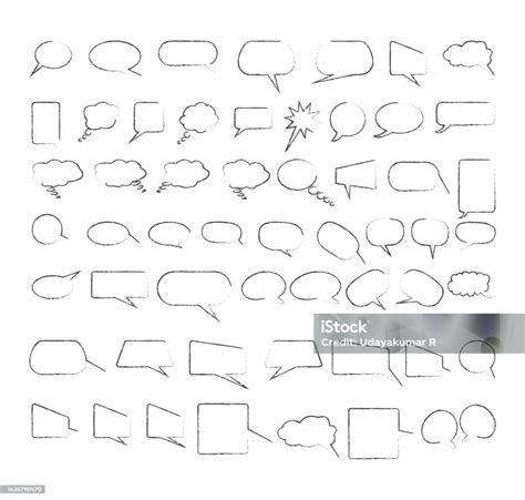 Callout Symbols Outline Speech Bubble Set Comic Speech Doodle Vector