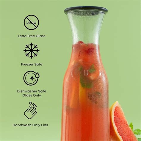 Gibson Home Windchill Set Of 4 Large Glass Carafe With Lid 2