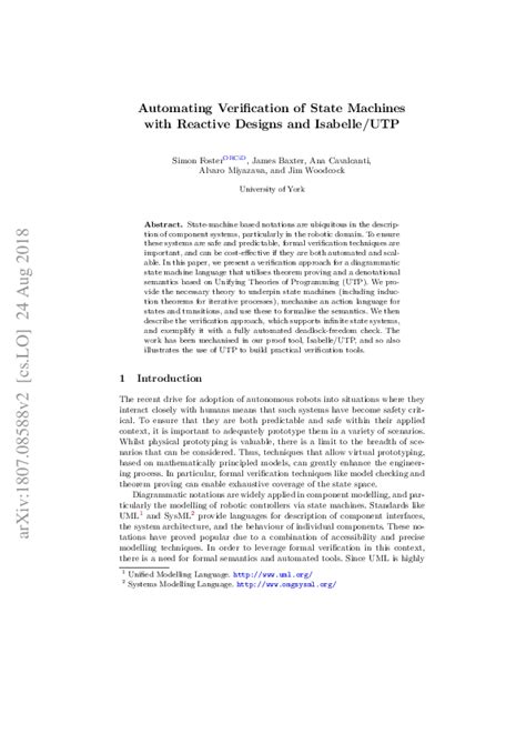 pdf automating verification of state machines with reactive designs and isabelle utp