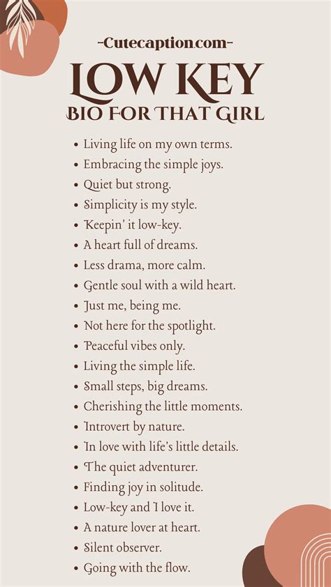 Low Key Bio For That Girl Simple And Relatable Captions Cutecaption