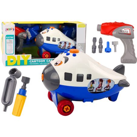 Cartoon Airplane Twisting Wings Diy Blue