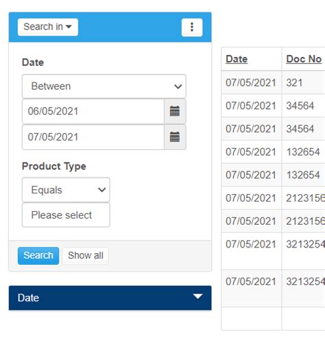 How To Set Search Panel Date Field To Drop Down For Date Between