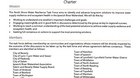 North Shore Water Resilience Task Force Charter