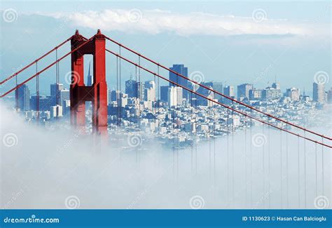 Golden Gate Bridge And San Francisco Under Fog Stock Image Image Of