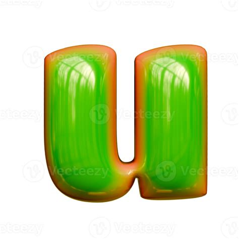 Letter U Glossy Neon Green Orange Rim 72279724 Png