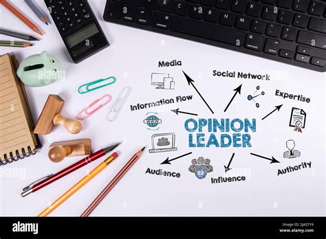 Opinion Leader Illustration With Keywords And Arrows Office Supplies