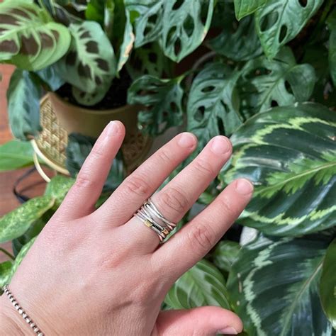 Handmade Sterling Silver Wraparound Ring Two Tone Wide Wire Design Etsy