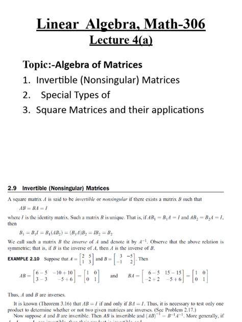 Linear Algebra Lecture 4 A Pdf