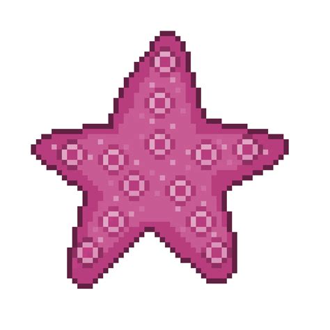 An 8 Bit Retro Styled Pixel Art Illustration Of A Pink Starfish