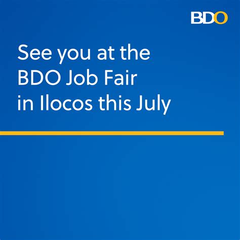 Bdo Unibank Make Your Way To Our Ilocos Job Fairs This