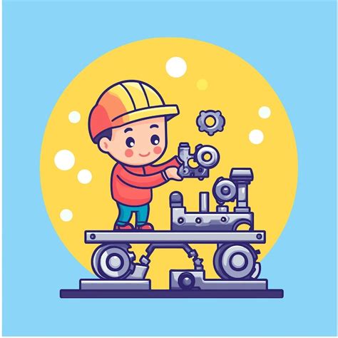 Cute Engine Builder Assembling Parts Vector Premium Ai Generated Vector