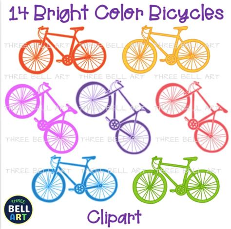 Bike Hand Drawn Color Bicycle Clipart 14 By Three Bell Art Tpt