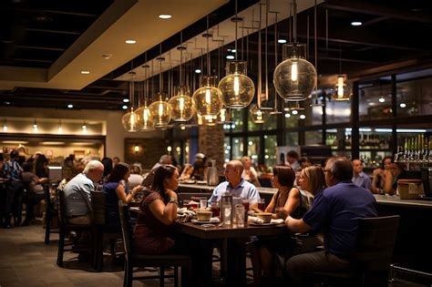 Premium Photo A Vivid Peek Into The Busy Dining Scene At Bjs Restaurant