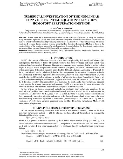 Pdf “numerical Investigation Of The Non Linear Fuzzy Differential