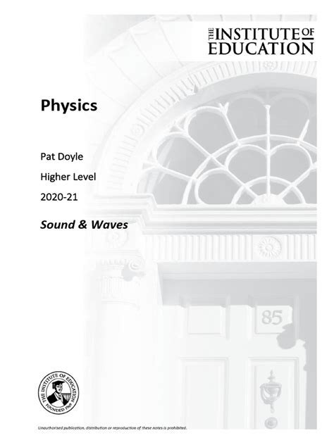 Physics Lc Notes Sound And Waves Effect Doppler Pdf