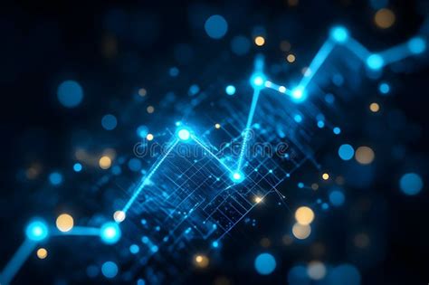 Abstract Glowing Blue Graph Line Chart On Dark Background Stock Illustration Illustration Of