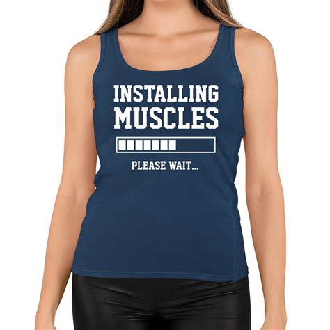Installing Muscles Please Wait Gym Slogan Funny Vest Tank Top Mens