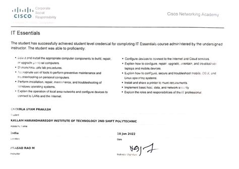Syam Prakash Cheerla On Linkedin Cisco Networkingacademy Itessentials Itcertification