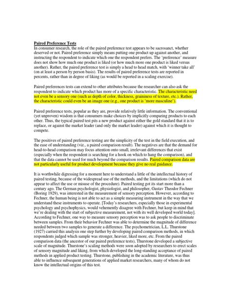 Problems With Paired Preference Tests Pdf Level Of Measurement