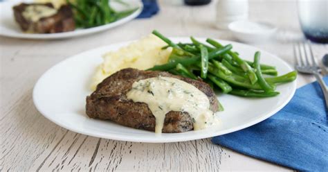 Scotch Fillet Steak With Blue Cheese Sauce And Mashed Potatoes Recipe