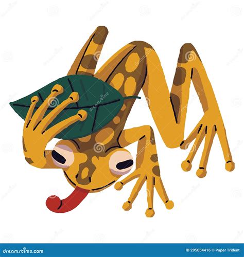Small Poison Dart Tree Frog With Cute Muzzle Show Tongue Rainforest Froggy With Long Legs Hold