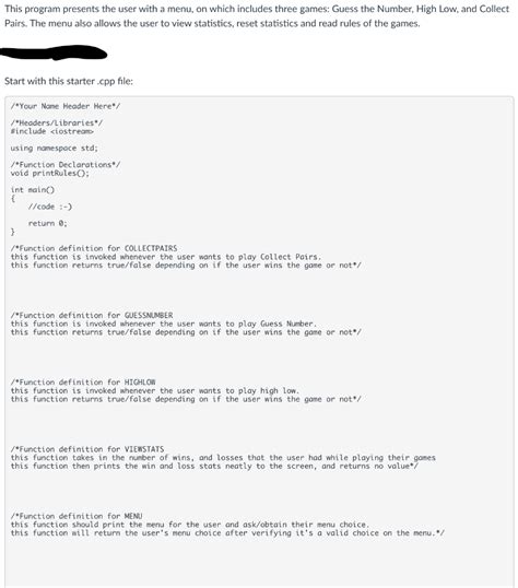 Solved This Program Presents The User With A Menu On Which Chegg
