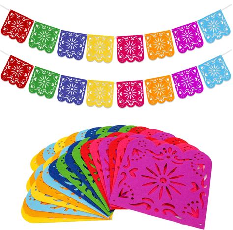 Qpout 2 Pieces Mexican Party Decorations Banners Felt Colorful Day Of