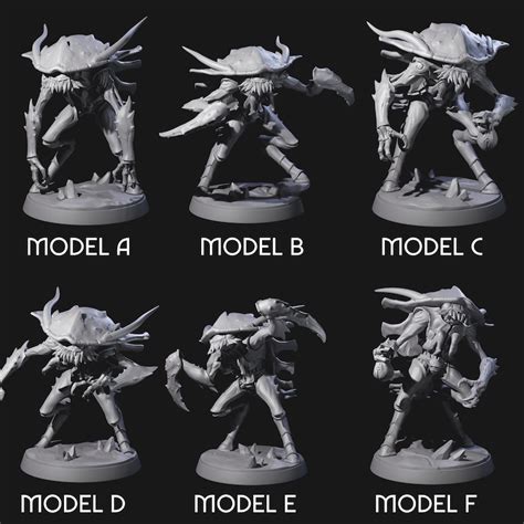 Six Droning Thri Kreen Thralls Miniature For Dandd Dungeons And Dragons