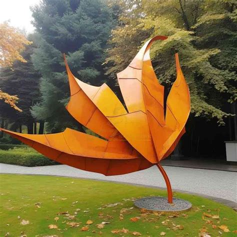 Large Corten Steel Leaf Garden Sculpture Dz 601 Sculpture Modern Art