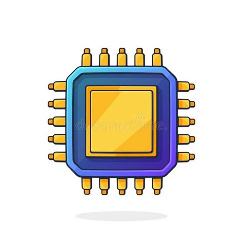 Vector Illustration Electronic Integrated Circuit Top View Computer Microchip Or Nano