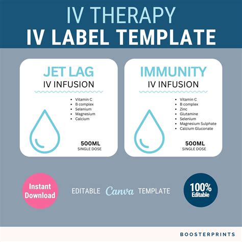 Iv Therapy Bags Label Editable Iv Vitamin Therapy Bag Label Iv Labels