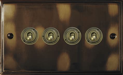 Gandh Vc384an Victorian Cast Aged Brass Toggle Plate 4 Gang